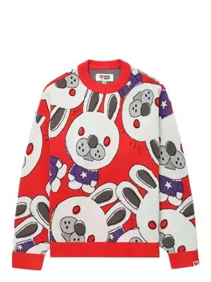 A BATHING APE Rabbit Pattern Sweater - Red