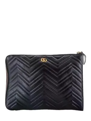 Gucci Gg Marmont Matelassé Leather Portfolio - Black
