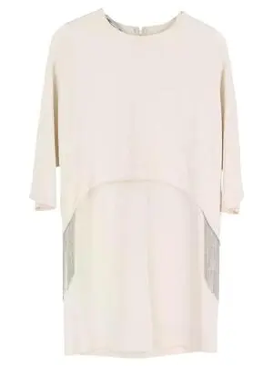 Stella McCartney Cape-effect Fringed Mini Dress - Neutrals