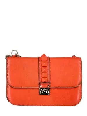 Valentino Garavani Medium Rockstud Glam Chain Flap Shoulder Bag - Orange