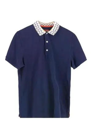 Missoni Zig-zag Collar Polo Shirt - Blue