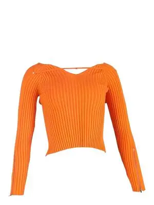 Jacquemus V-neck Long-sleeve Crop Top - Orange