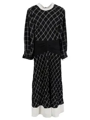 SELF-PORTRAIT Check-pattern Midi Dress - Black