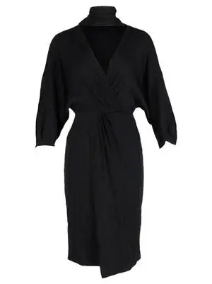 Diane Von Furstenberg V-neck Tie Dress - Black