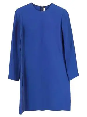 Celine Crew-neck Silk Mini Dress - Blue