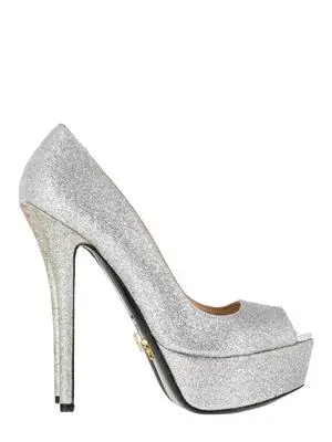 Prada Peep-toe Platform Pumps - Silver