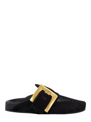 Balmain Anthem Flat Mules - Black