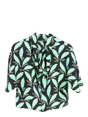 Diane Von Furstenberg Leaf-print Blouse - Black