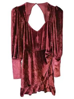 REFORMATION Fortune Velvet Wrap Dress - Red