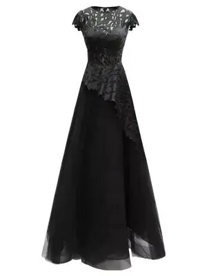 GEMY MAALOUF Floral-embroidered Dress - Black