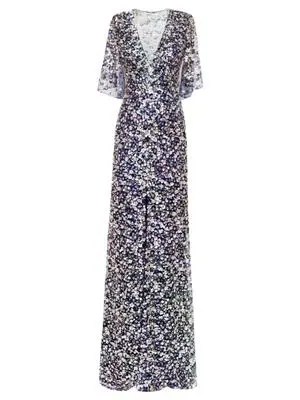 GEMY MAALOUF Beaded Cape Dress - Blue