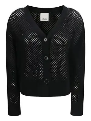 ALLUDE Button-front Mesh Cardigan - Black