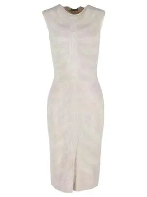 Alexander McQueen Patterned Knit Midi Dress - Neutrals