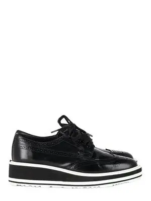 Prada Platform Leather Derby Shoes - Black