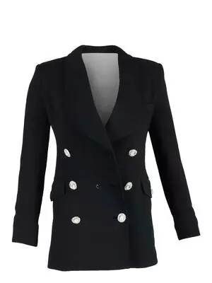 Alessandra Rich Crystal-button Double-breasted Blazer - Black