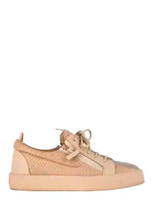 GIUSEPPE ZANOTTI Snakeskin-effect Zip Sneakers - Neutrals