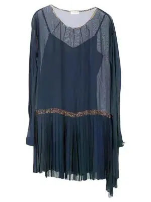 Dries Van Noten Pleated Asymmetric Dress - Blue
