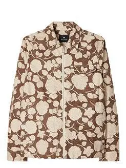 Paul Smith Perforated Floral Cotton Zip Jacket - Brown