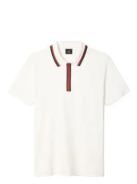 Paul Smith Contrast Tipping Zip Polo Shirt - White
