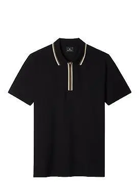 Paul Smith Contrast Tipping Zip Polo Shirt - Black