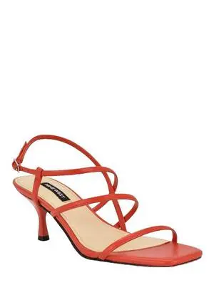 Nine West Hindy Slingback Kitten Heel Sandal - Medium Red