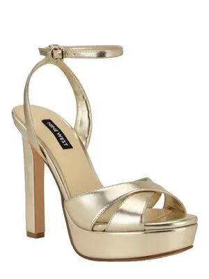 Nine West Ankle Strap Platform Sandal - Gold 710