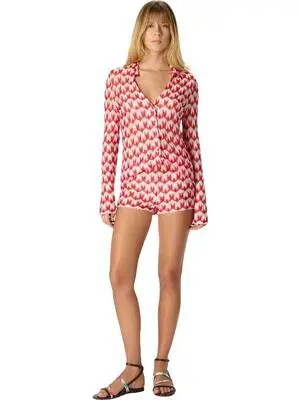 Missoni Hot Pants In Floral Patterned Viscose Red Multi