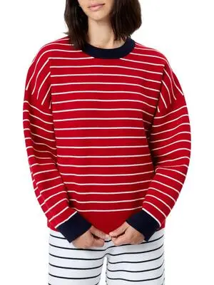 French Connection Marley Stripe Sweater Crimson Red-white