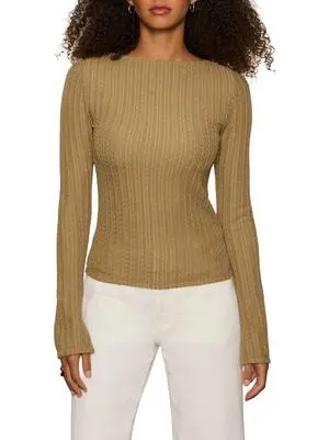 Sanctuary Ribbed Knit Boat Neck Top - Covert Green