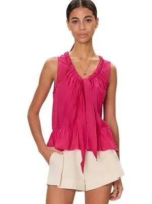 Rebecca Taylor Lilou Tie-front Tank - Fuchsia