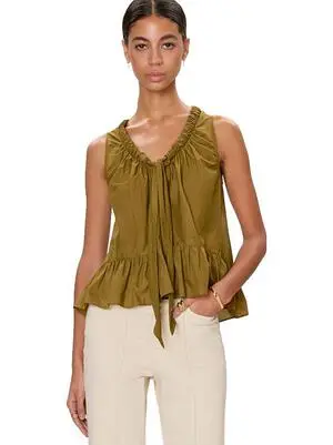 Rebecca Taylor Lilou Tie-front Tank - Leaf Green