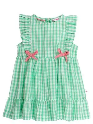 RUFFLEBUTTS Sleeveless Pinafore Bow Dress - Classic Spring Bud Gingham