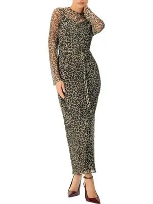 IVONNE Long Animal Print Dress - Multicolor