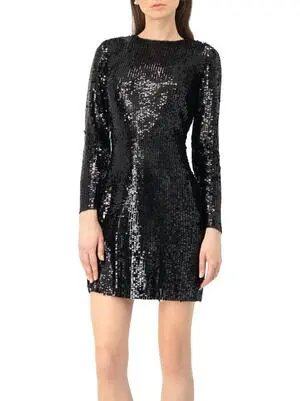 IVONNE Sequin Mini Dress - Black