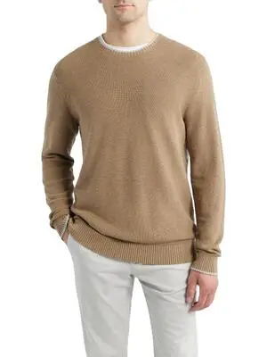 Johnnie-o Hatched Cotton & Silk Blend Crewneck Sweater - Alpaca