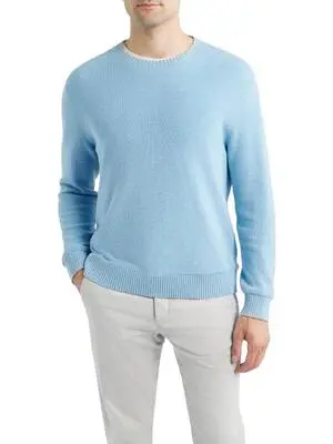 Johnnie-o Hatched Cotton & Silk Blend Crewneck Sweater - Maliblu