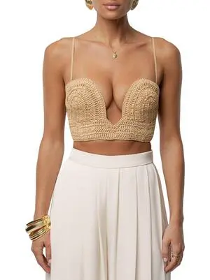JLUXLABEL Sail Away Plunge Bustier Crop Top - Beige