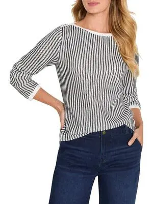 NIC+ZOE Zigzag Knit Top - Indigo Multi