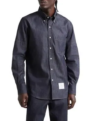 Thom Browne Oxford Armband Cotton Button-down Shirt - Navy