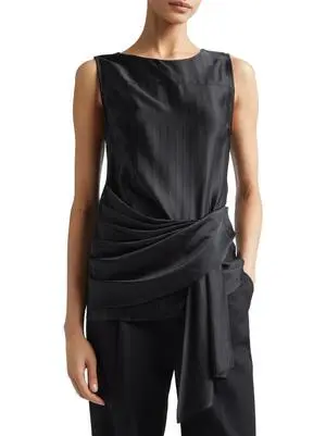 Loulou De Saison Fonda Draped Asymmetric Top - Black