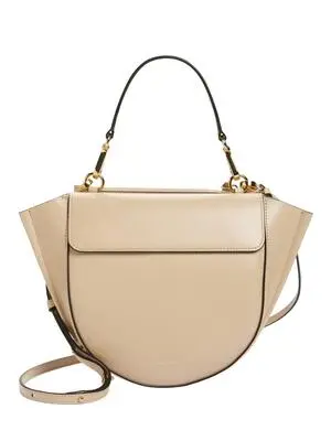 WANDLER Small Hortensia Leather Top Handle Bag - Linen 1350