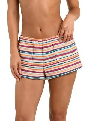L'Agence Amiya Striped Terry Cover-up Shorts - Pink Multi