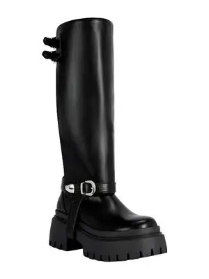 AZALEA WANG Rampage Knee High Platform Boot - Black