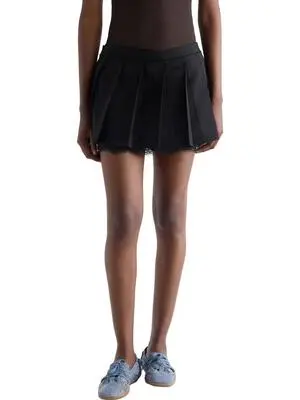 Acne Studios Lace Trim Pleated Miniskirt - Black