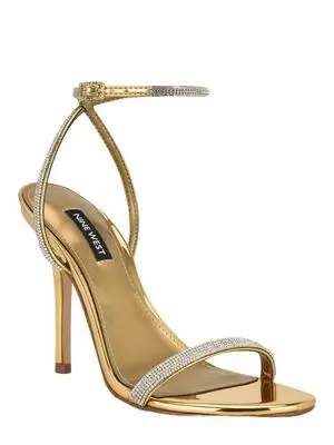 Nine West Stodia Embellished Ankle Strap Sandals Bronze