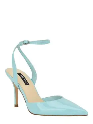 Nine West Grana Ankle Strap Pointed Toe Pump - Light Blue