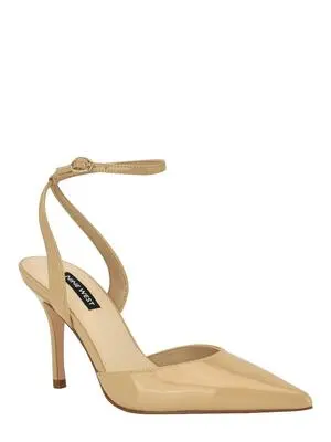 Nine West Grana Ankle Strap Pointed Toe Pump - Light Natural