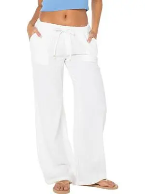 Roxy Iyla Cotton Crinkle Gauze Wide Leg Pants Cloud Dancer