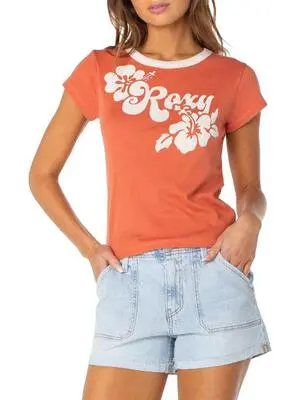 Roxy Hibiscus View 90s Baby Tee - Ginger Spice