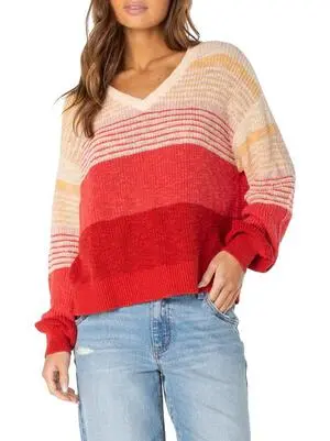 ROXY Striped Relaxed-Fit Cotton Sweater